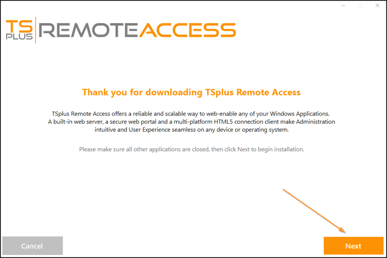 TSplus setup connection client № 1 Remote PC Access Software